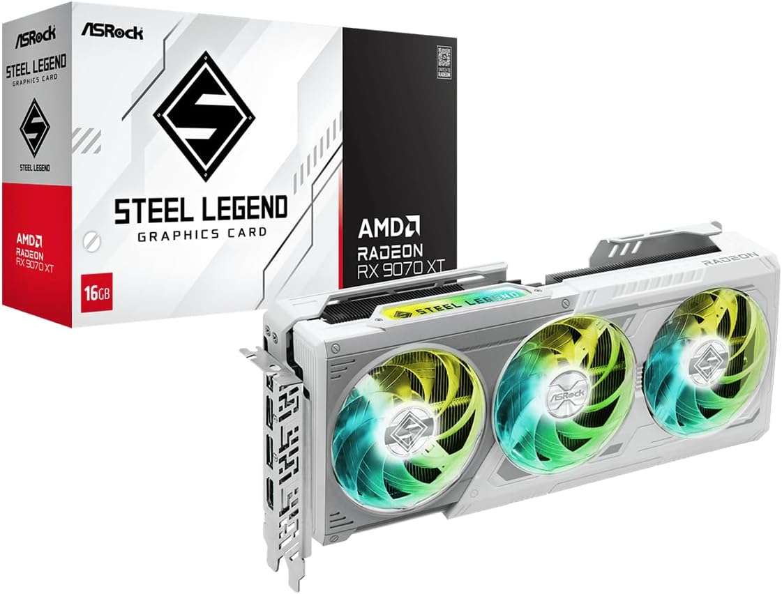 ASRock AMD Radeon RX 9070 XT Steel Legend 16GB White | Restockd App